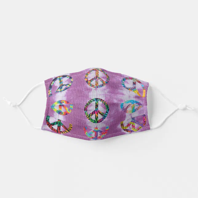 Tie Dye Peace signs Adult Cloth Face Mask | Zazzle