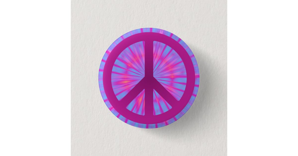 Tie Dye Peace Symbol Button | Zazzle