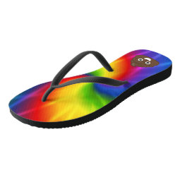 Tie Dye Poop Emoji Flip Flops | Zazzle