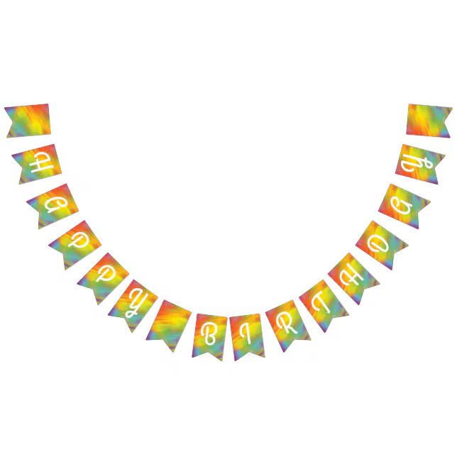 Tie Dye Rainbow Birthday Party Kids Cute Bunting Flags | Zazzle