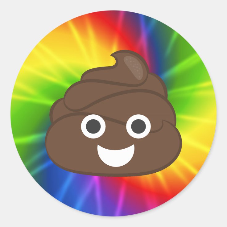 Tie Dye Rainbow Poo Emoji Stickers | Zazzle