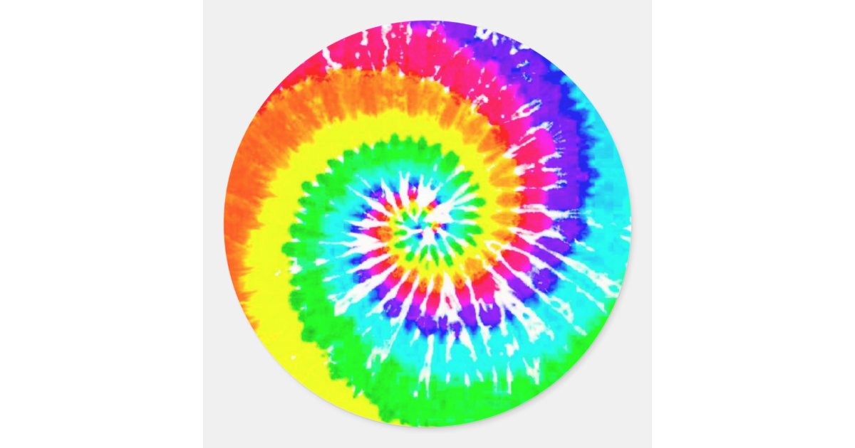 Tie Dye Rainbow Swirl Neon Rainbow Colors Pattern Classic Round Sticker ...