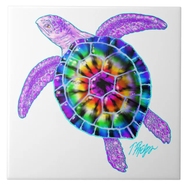 Tie Dye Sea Turtle Tile | Zazzle