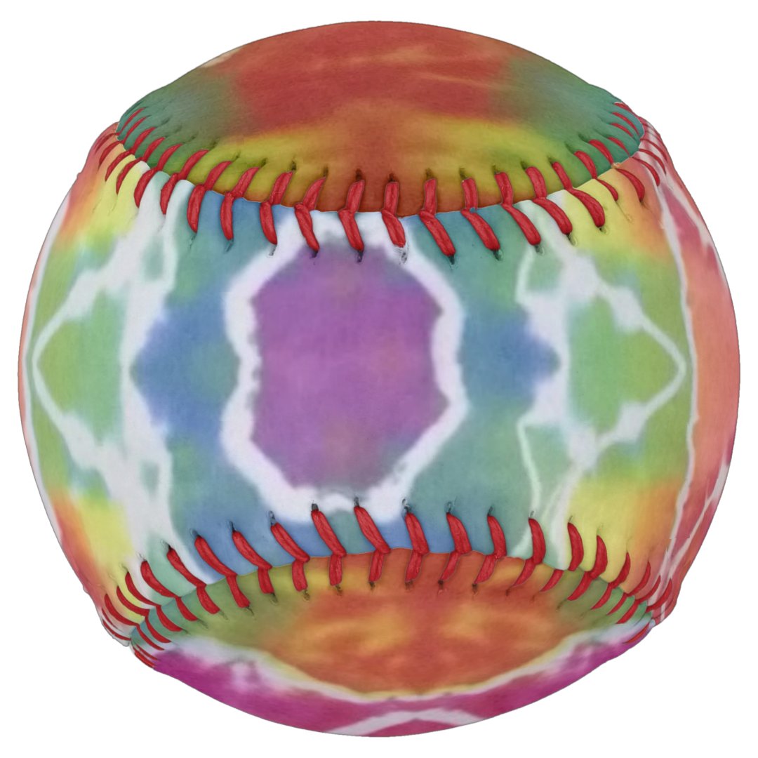 tie dye softball rainbow mandala | Zazzle