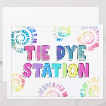 Tie Dye Station Sign | Craft Party Signs | Zazzle