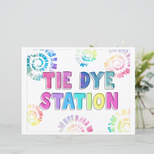 Tie Dye Station Sign | Craft Party Signs | Zazzle
