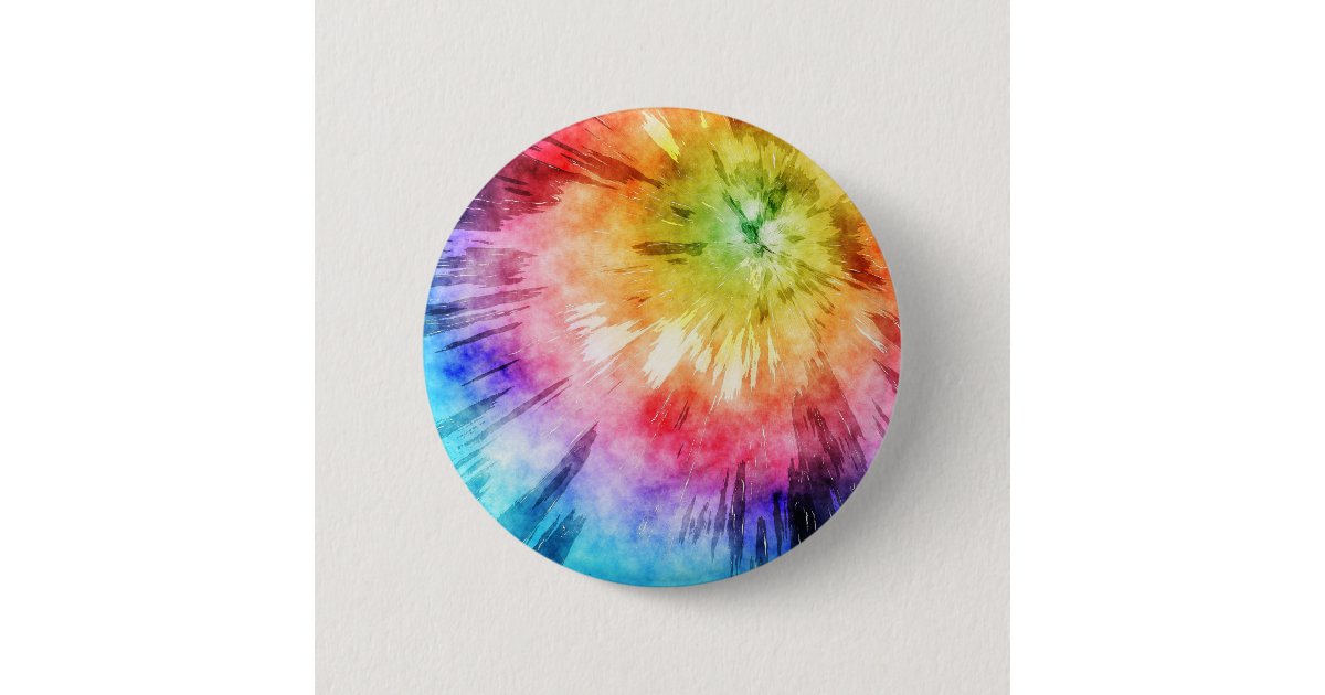 Tie Dye Watercolor Button | Zazzle