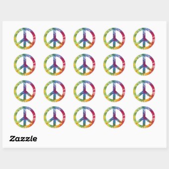 Tie Dyed Peace Sign Classic Round Sticker | Zazzle