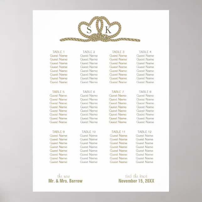 Tie the Knot Wedding Seating ID678 Poster | Zazzle