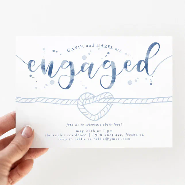Tied Together Heart Engagement Party Invitation | Zazzle