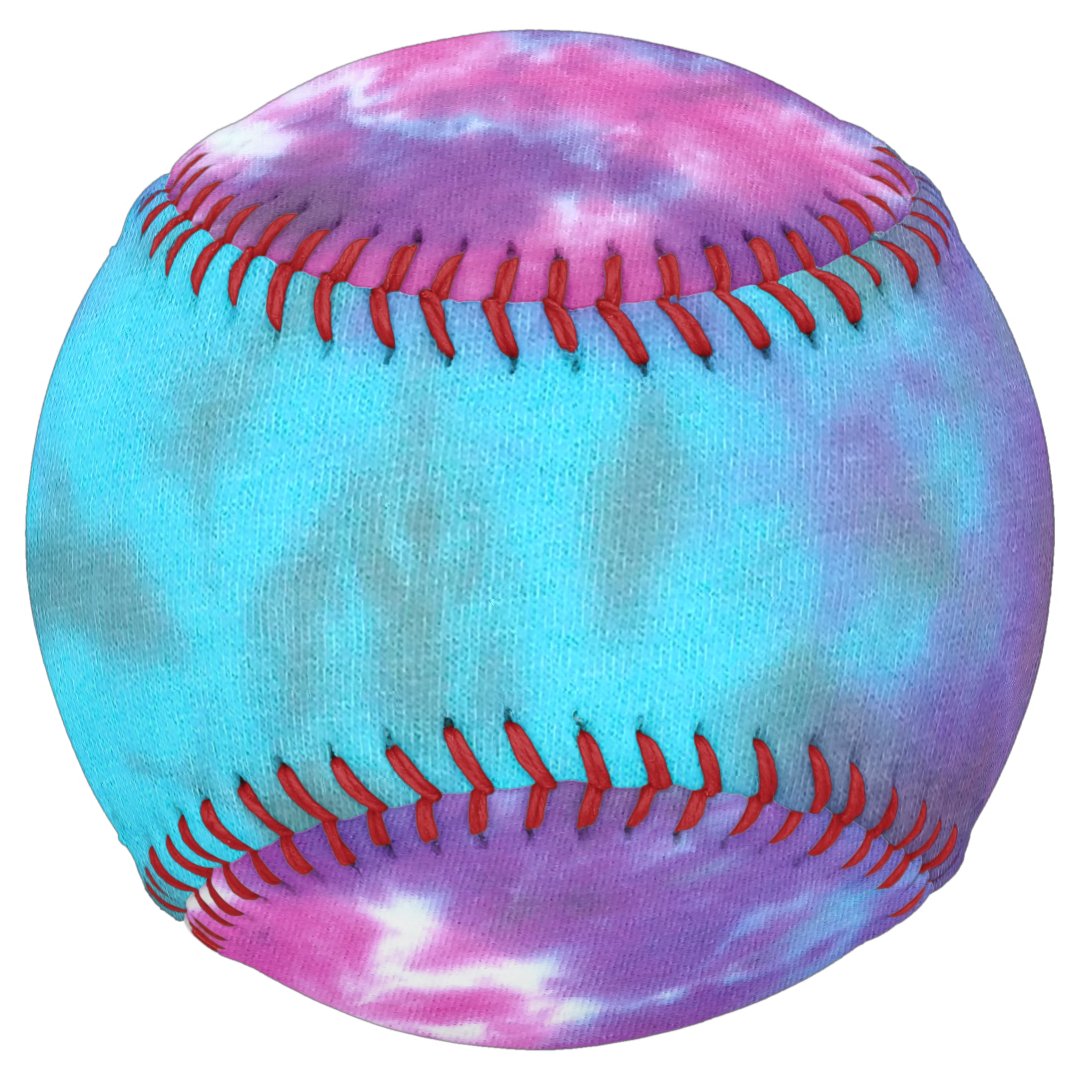tiedye softball pink purple and blue | Zazzle