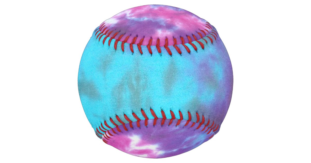 tiedye softball pink purple and blue | Zazzle