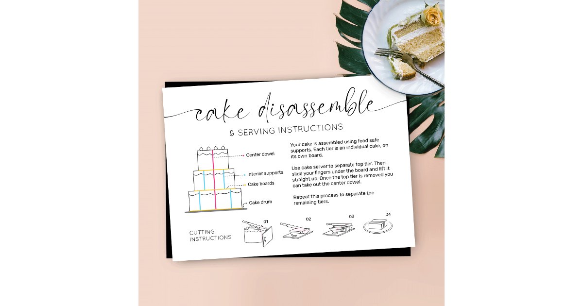 Tiered Cake Serving Guide Elegant Script Minimal Business Card | Zazzle
