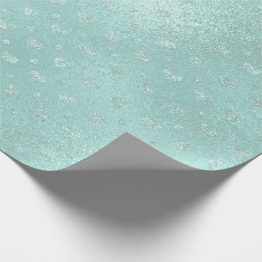 Tiffany Aqua Mint Blue Shiny Glass Hearts Delicate Wrapping Paper | Zazzle