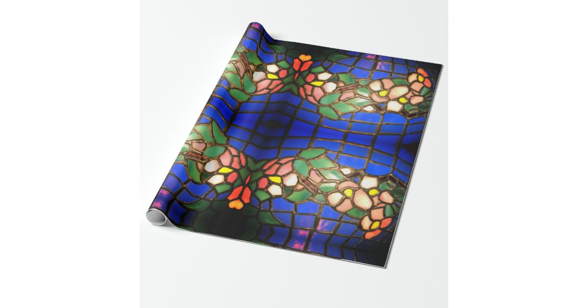 Tiffany Dogwood Stained Glass Wrapping Paper | Zazzle