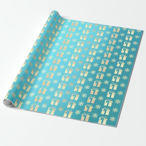 Tiffany Ocean BeachGold Christmas Present Gift Lux Wrapping Paper | Zazzle