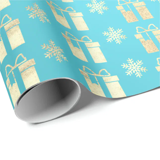 Tiffany Ocean BeachGold Christmas Present Gift Lux Wrapping Paper | Zazzle
