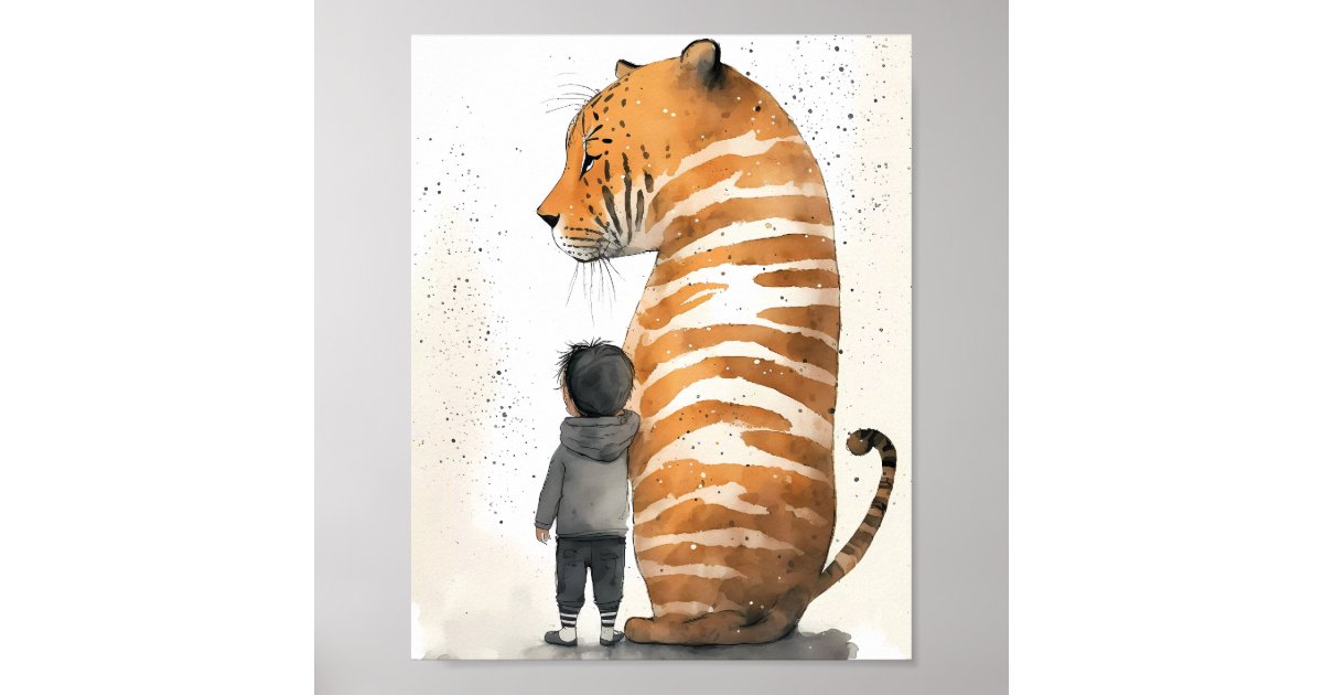 Tiger and Boy Poster | Zazzle