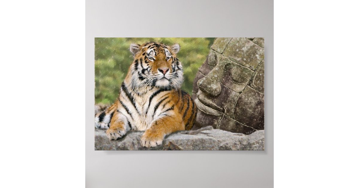 Tiger and Buddhist Temple Poster | Zazzle