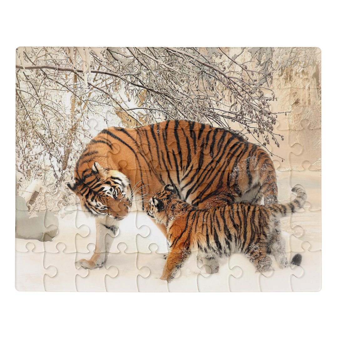 Tiger and cub jigsaw puzzle | Zazzle