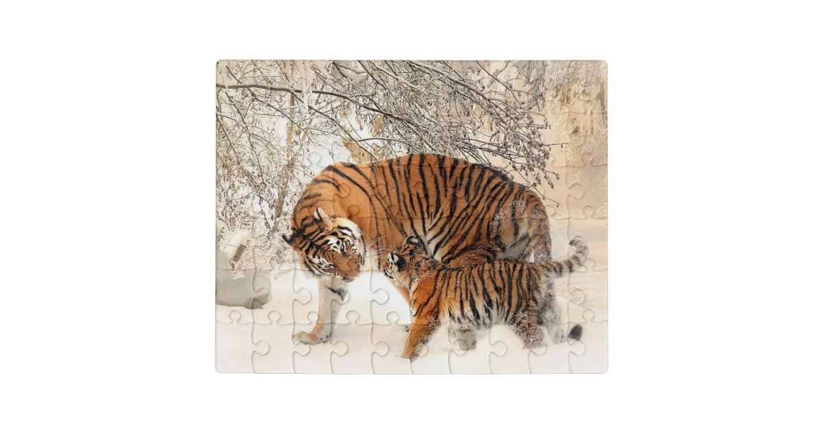 Tiger and cub jigsaw puzzle | Zazzle