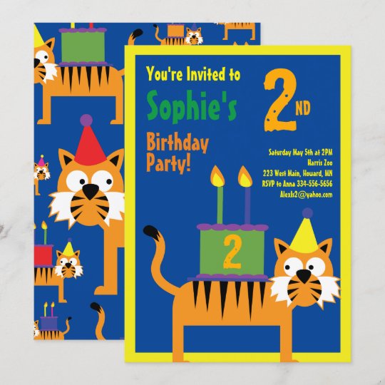 Tiger Animal Kid's Birthday Party Invitations | Zazzle