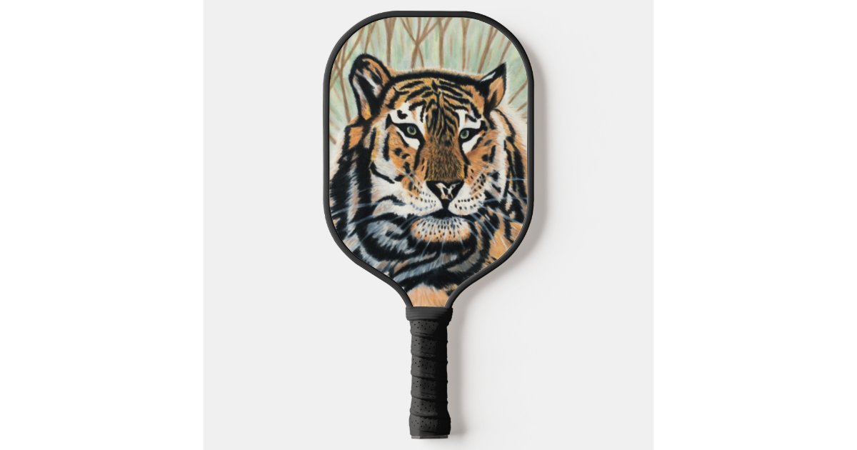 Tiger Art Color Pencil Drawing Pickleball Paddle | Zazzle