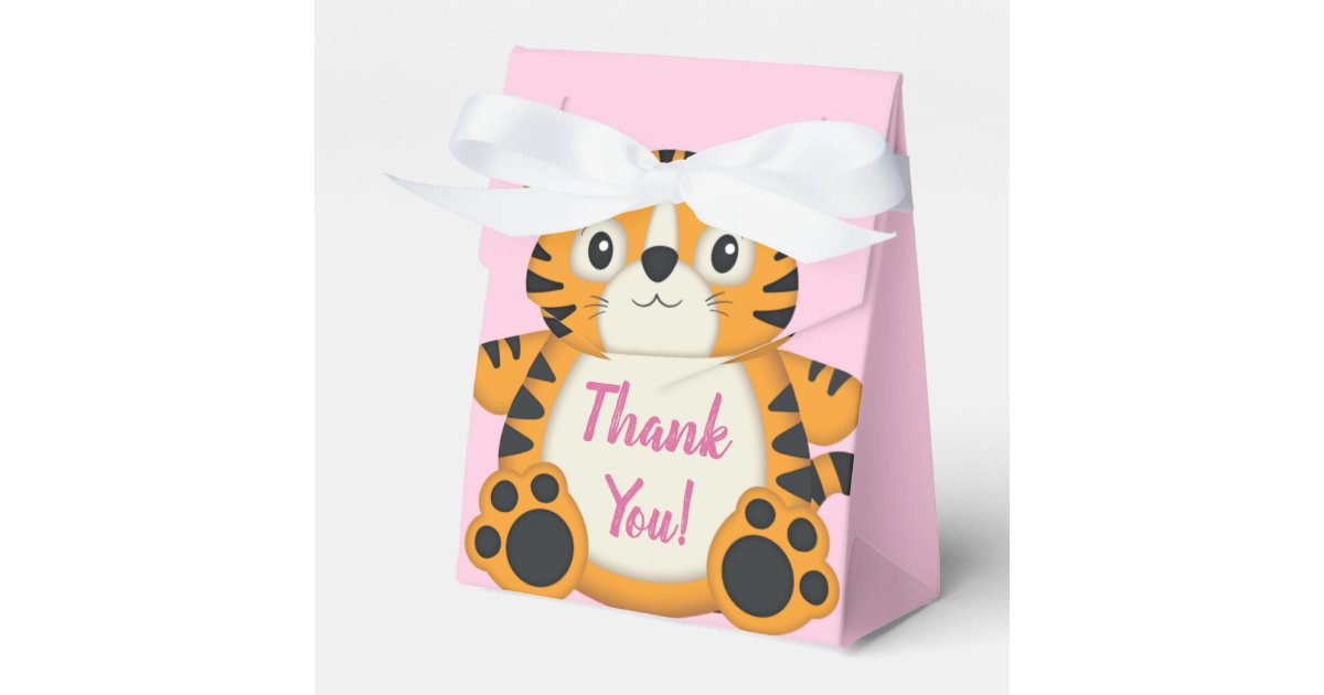 Tiger Baby Shower Pink Favor Boxes | Zazzle