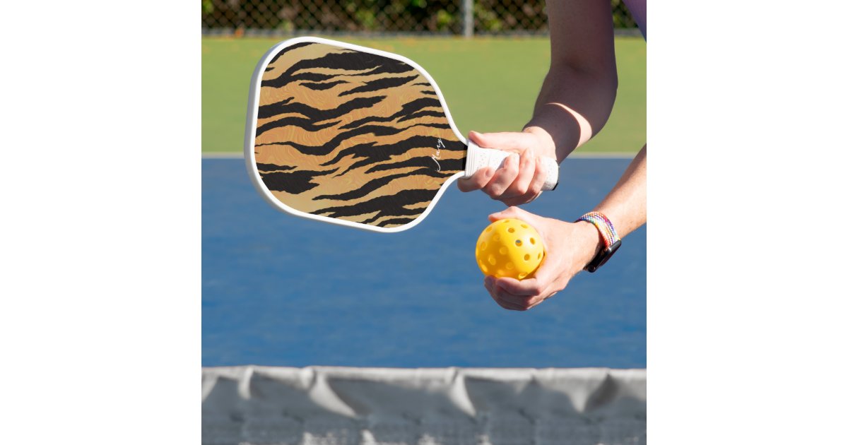 Tiger Background Personalized Pickleball Paddle | Zazzle