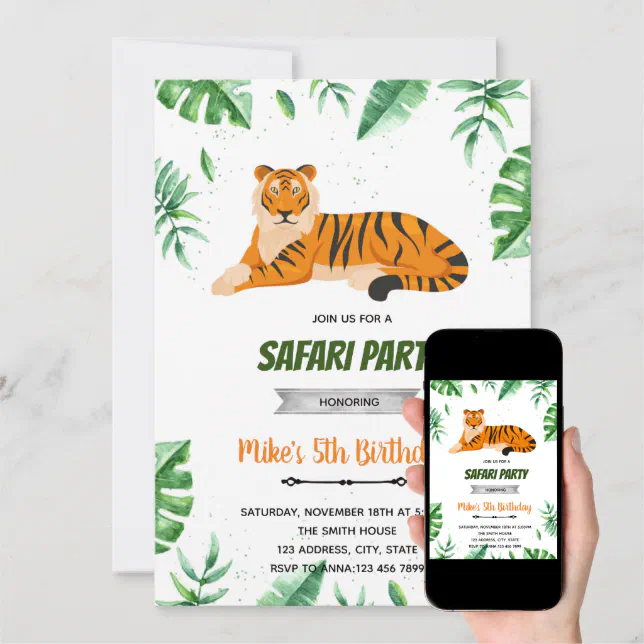 Tiger birthday invitation | Zazzle