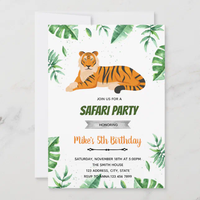 Tiger birthday invitation | Zazzle