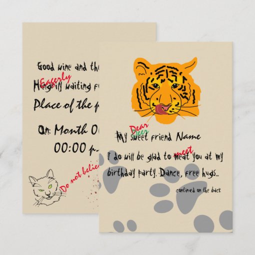 Tiger Birthday Party Customizable Invitation | Zazzle