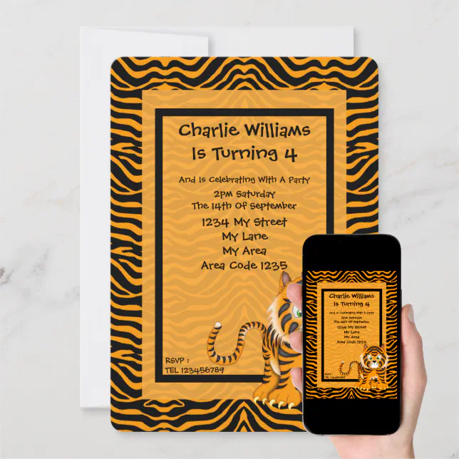 Tiger Birthday Party Invitation | Zazzle