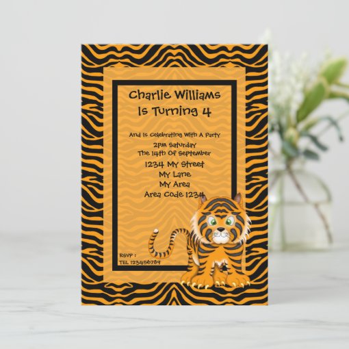 Tiger Birthday Party Invitation | Zazzle