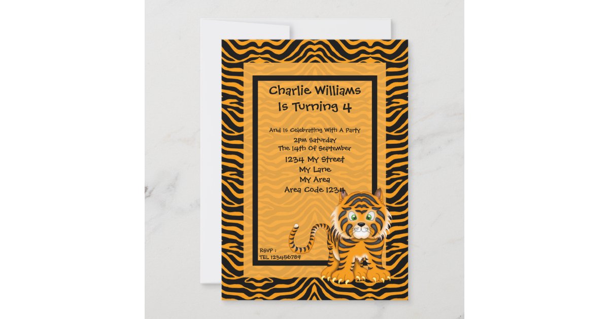 Tiger Birthday Party Invitation | Zazzle