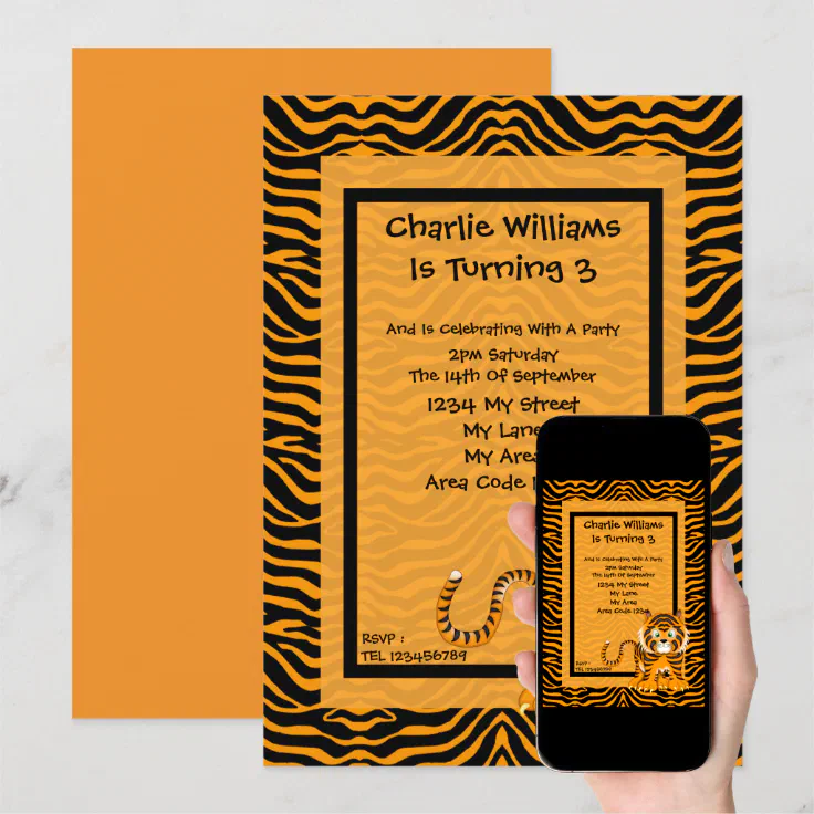 Tiger Birthday Party Invitation | Zazzle