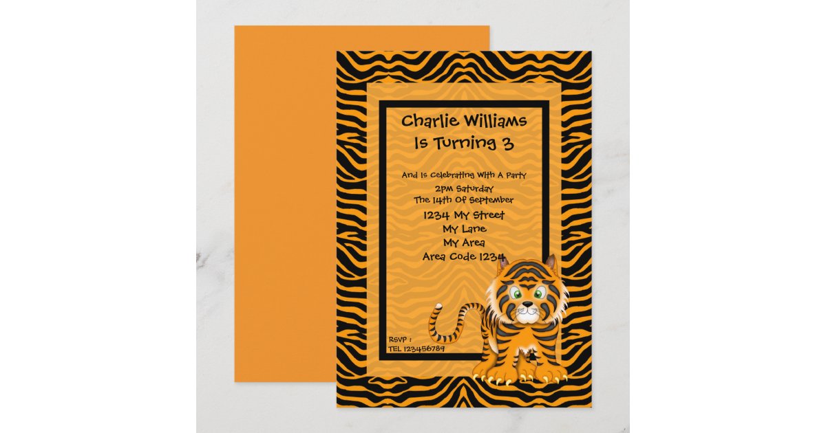 Tiger Birthday Party Invitation | Zazzle