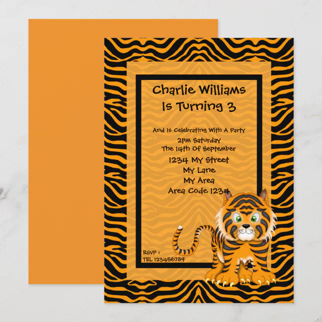 Tiger Birthday Party Invitation | Zazzle