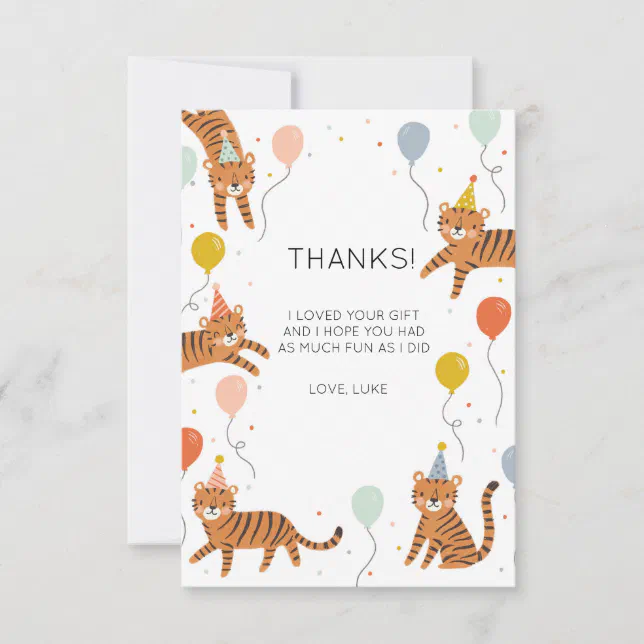 Tiger Birthday Thank You Card | Zazzle