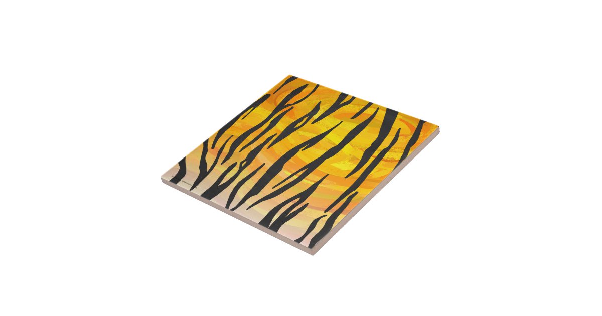Tiger Black and Orange Print Ceramic Tile | Zazzle