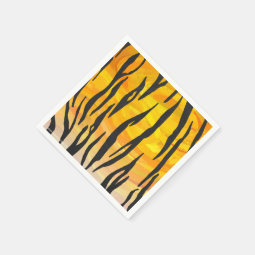Tiger Black and Orange Print Paper Napkins | Zazzle