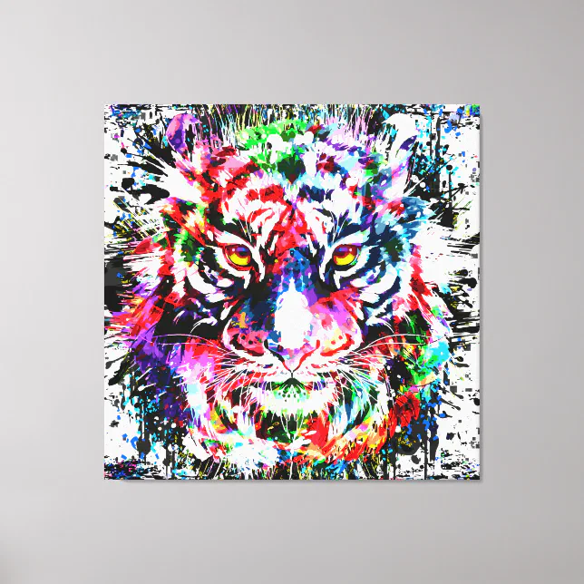 Tiger | Colorful Tiger Drawing | Abstract Art Faux Canvas Print | Zazzle