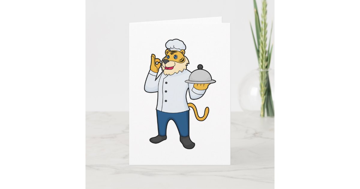 Tiger Cook Chef hat Platter Card | Zazzle