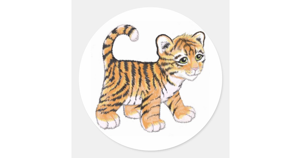 Tiger Cub Classic Round Sticker | Zazzle