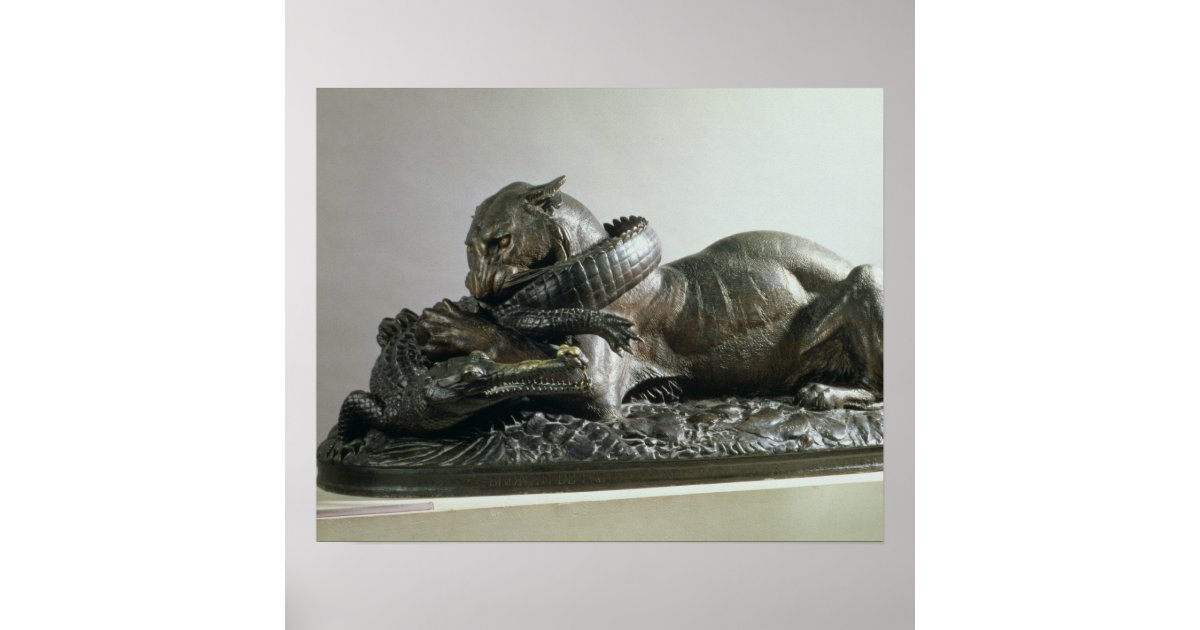 Tiger devouring an alligator, 1832 (bronze) poster | Zazzle