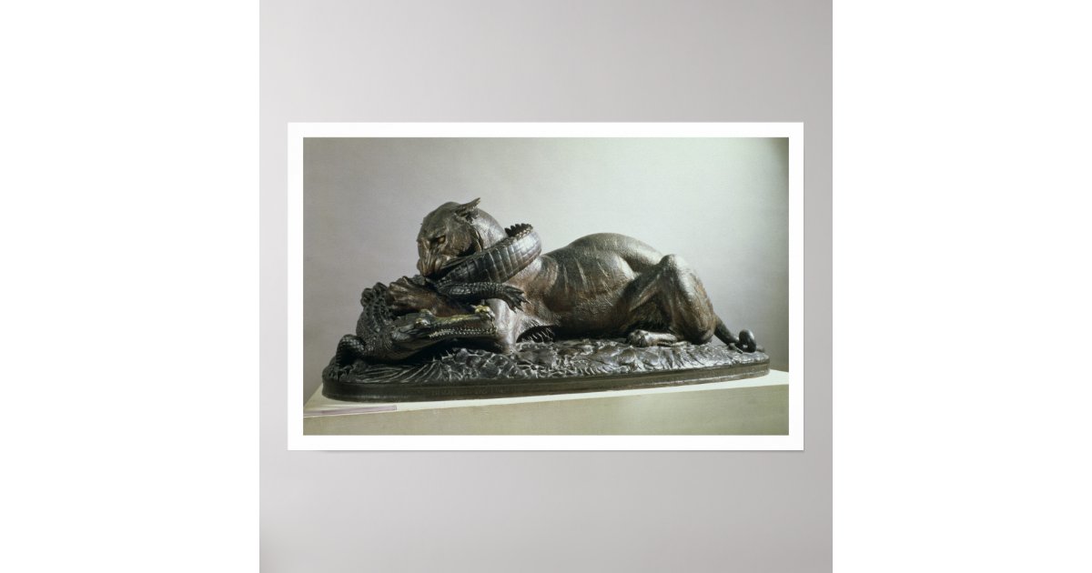 Tiger devouring to alligator, 1832 (bronze) poster | Zazzle