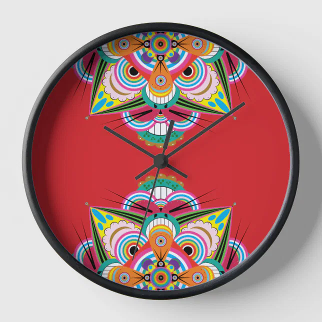 Tiger Dragon Mandala Wood Framed Clock | Zazzle