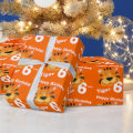Tiger face art age and name 6th birthday wrap wrapping paper | Zazzle