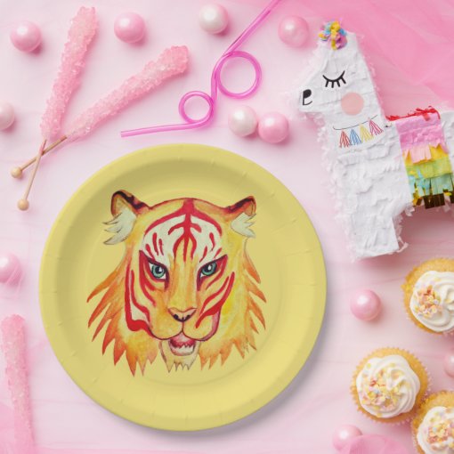 Tiger Face Drawing Custom Paper Plates 9 in | Zazzle