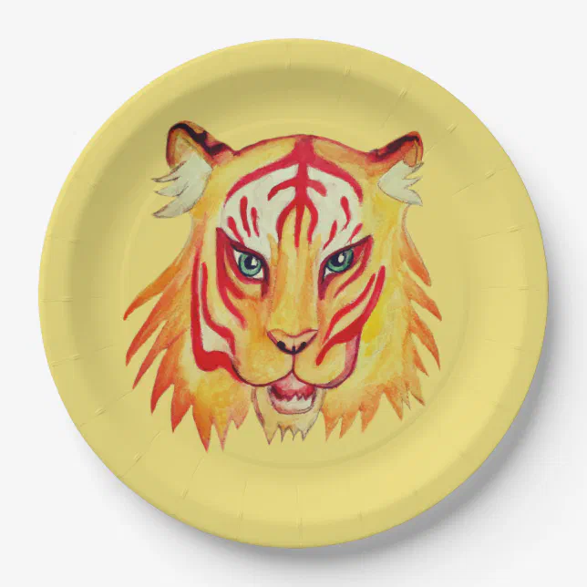 Tiger Face Drawing Custom Paper Plates 9 in | Zazzle